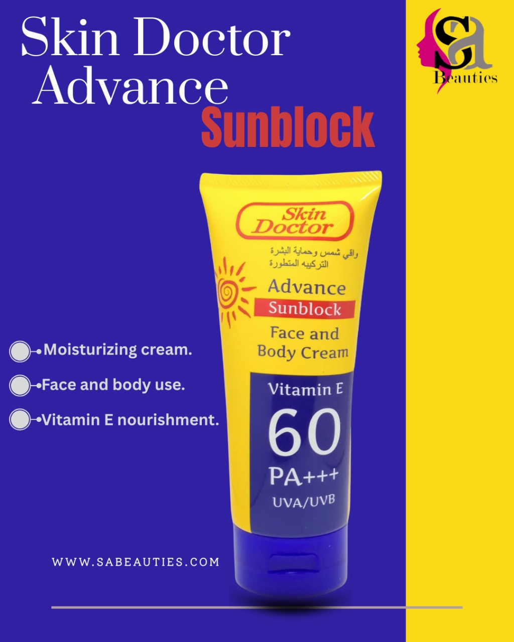 Skin Doctor Advance Sunblock Face and Body Cream SPF60 - sabeauties.com